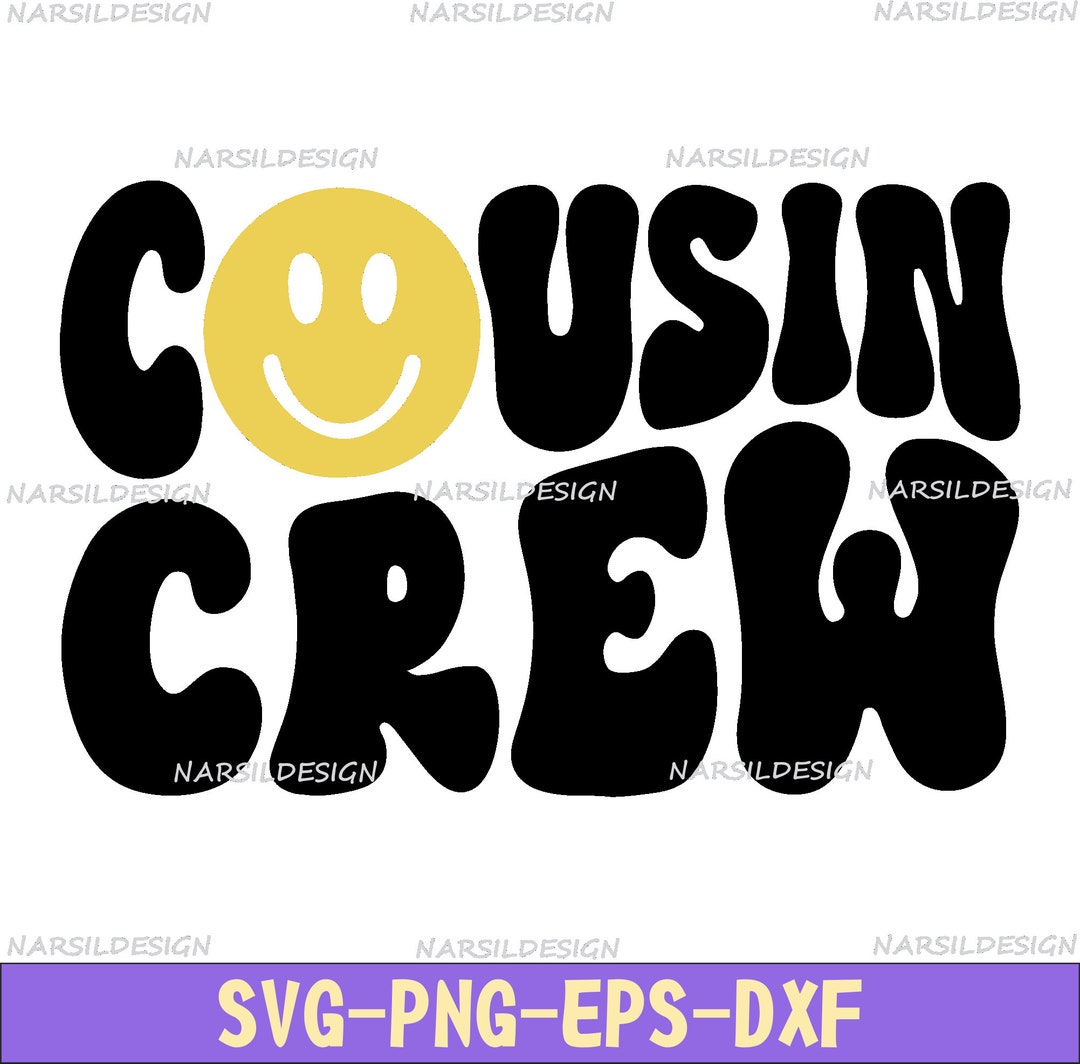 Cousin Crew Retro Wave Text SVG: Cut File Design (digital Download) - Etsy