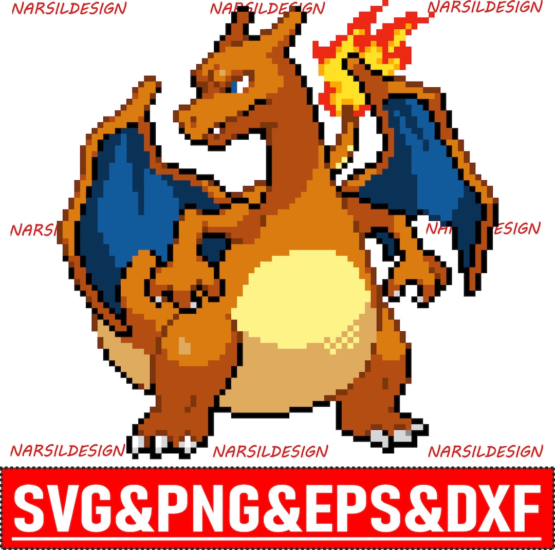 Charizard Pixel Art Svg, Charizard Png, Pokemon Cricut Vector Bundle ...