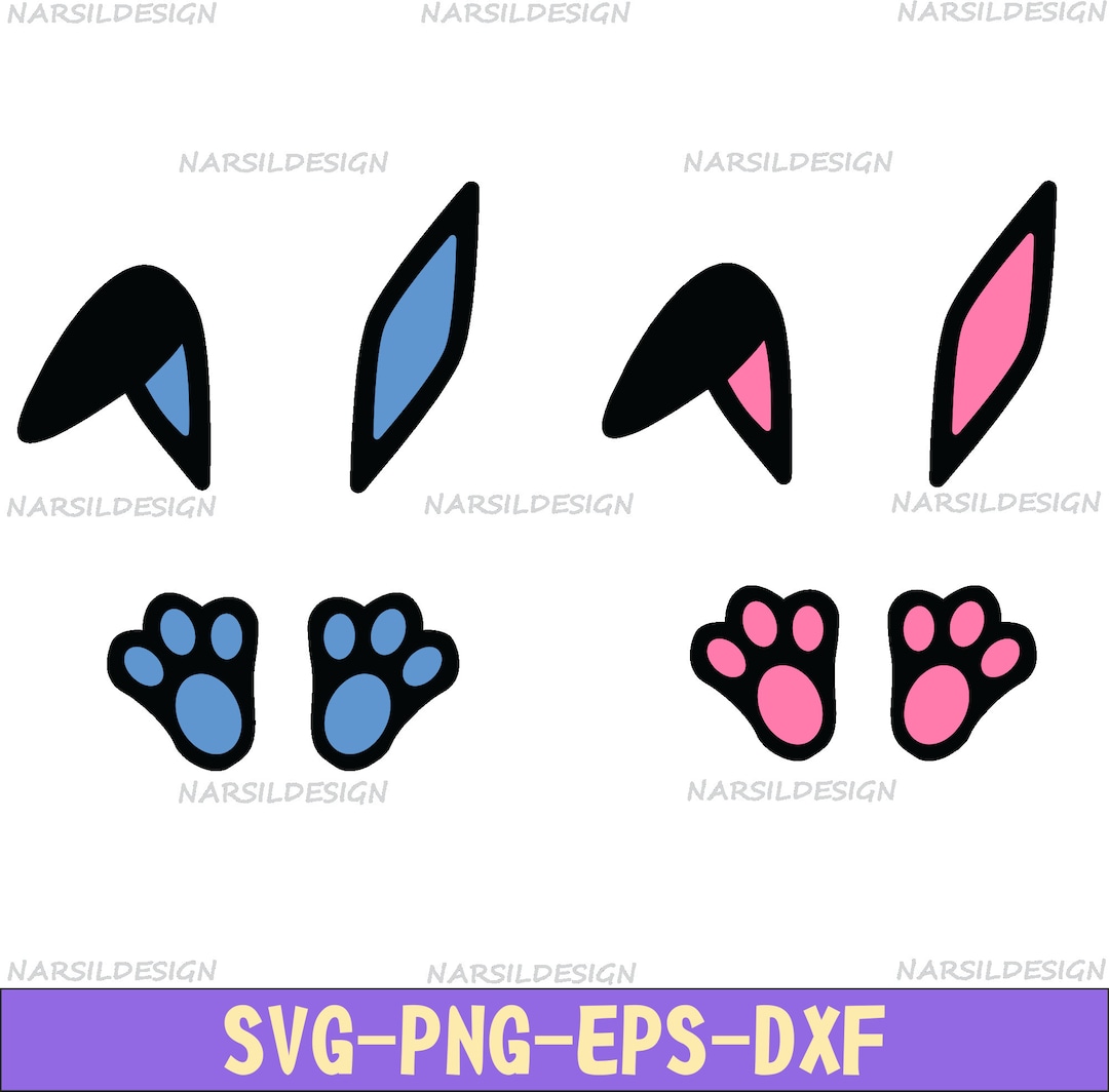 Easter Bunny Ears Svg, Cute Bunny Foot Svg, Rabbit Feet Svg, Happy ...