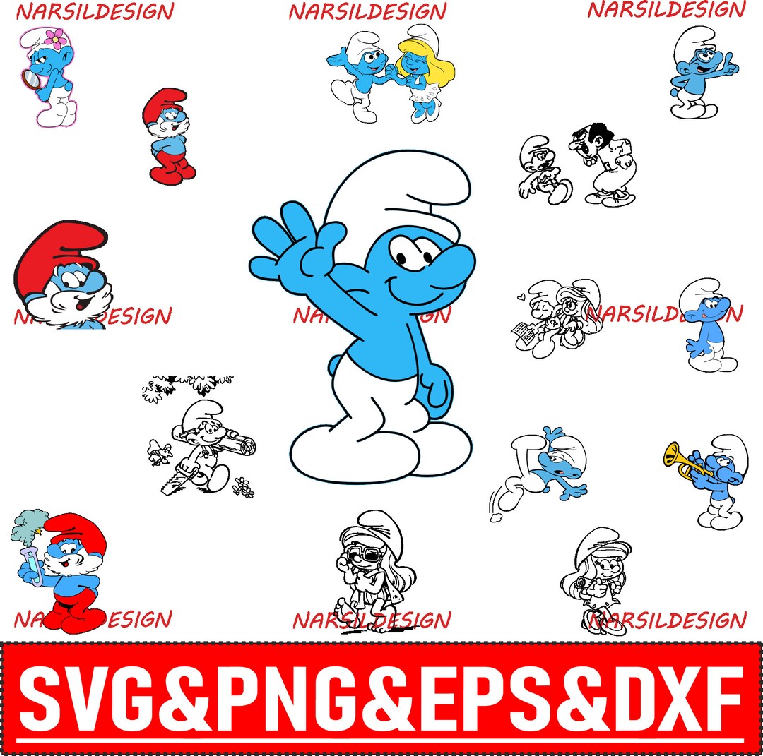 Pitufos SVG Bundle Los Pitufos Imprimir Archivos Pitufos Esquema Svg ...