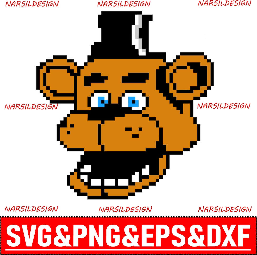 Fnaf Pixel Art Design Files, Five Pizza Bear Foxy, Svg Png Dxf Eps ...
