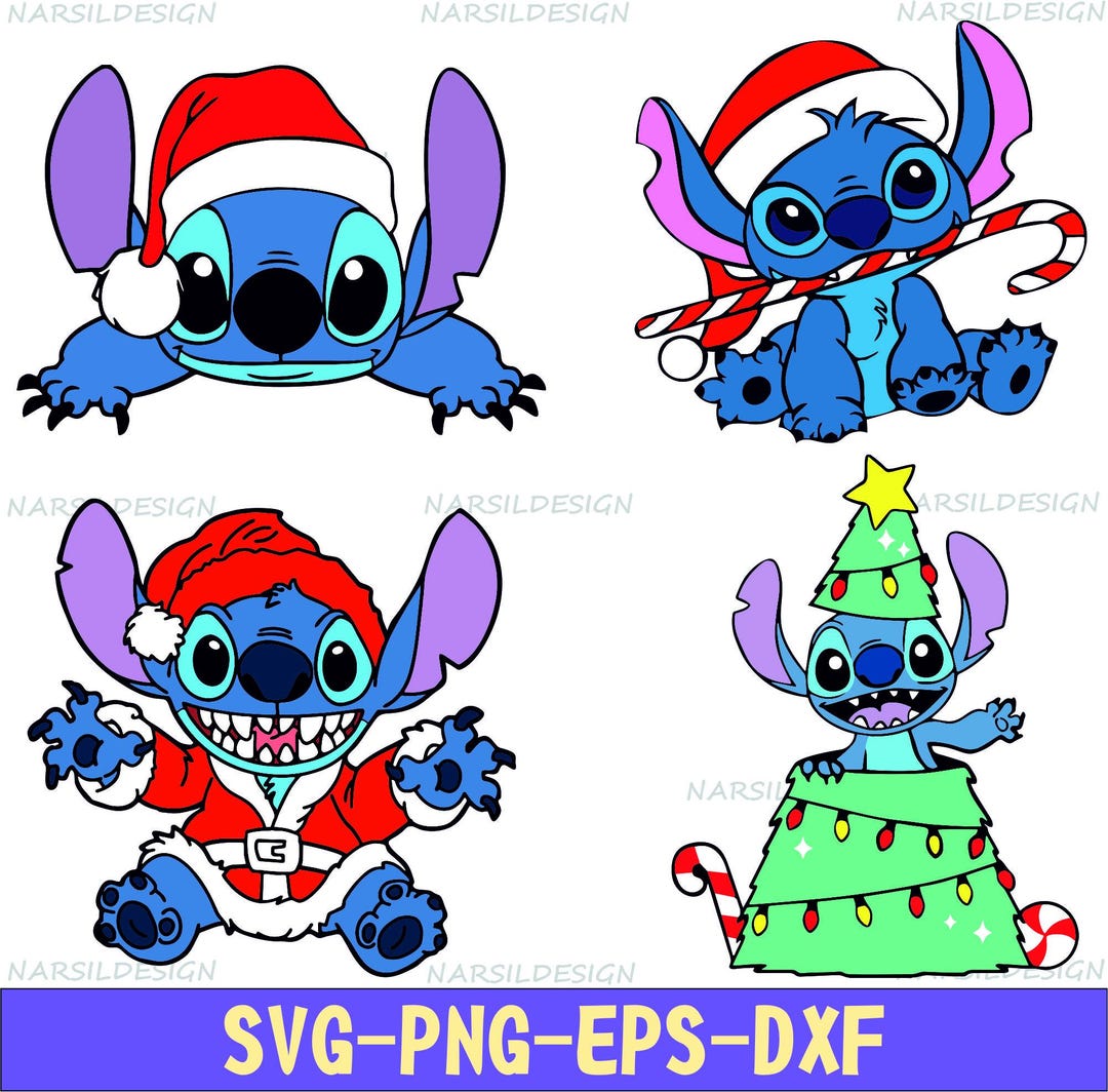 Christmas Stitch SVG, Stitch Christmas Lights Svg, Stitch Santa Hat ...