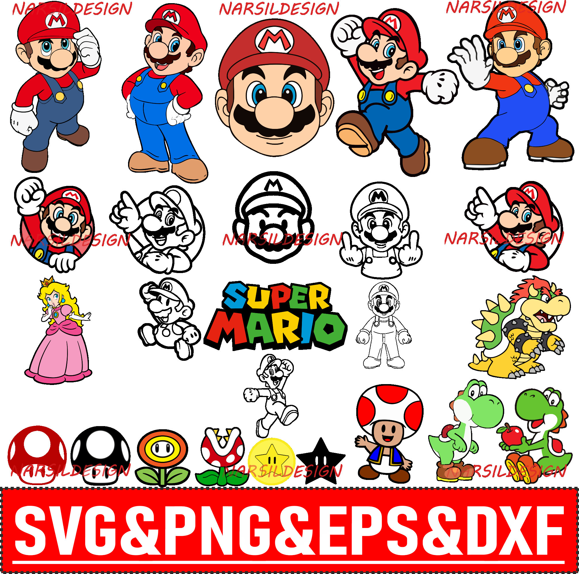 Super Mario Svg Bundle, Mario Svg Files for Cricut, Mario Family Svg ...