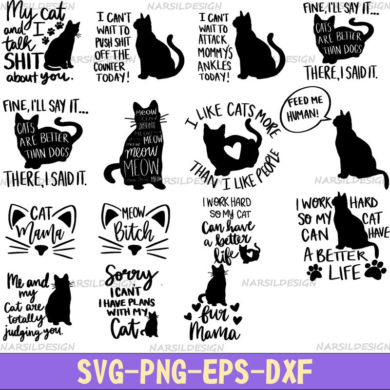 Funny Cat Svg - Etsy