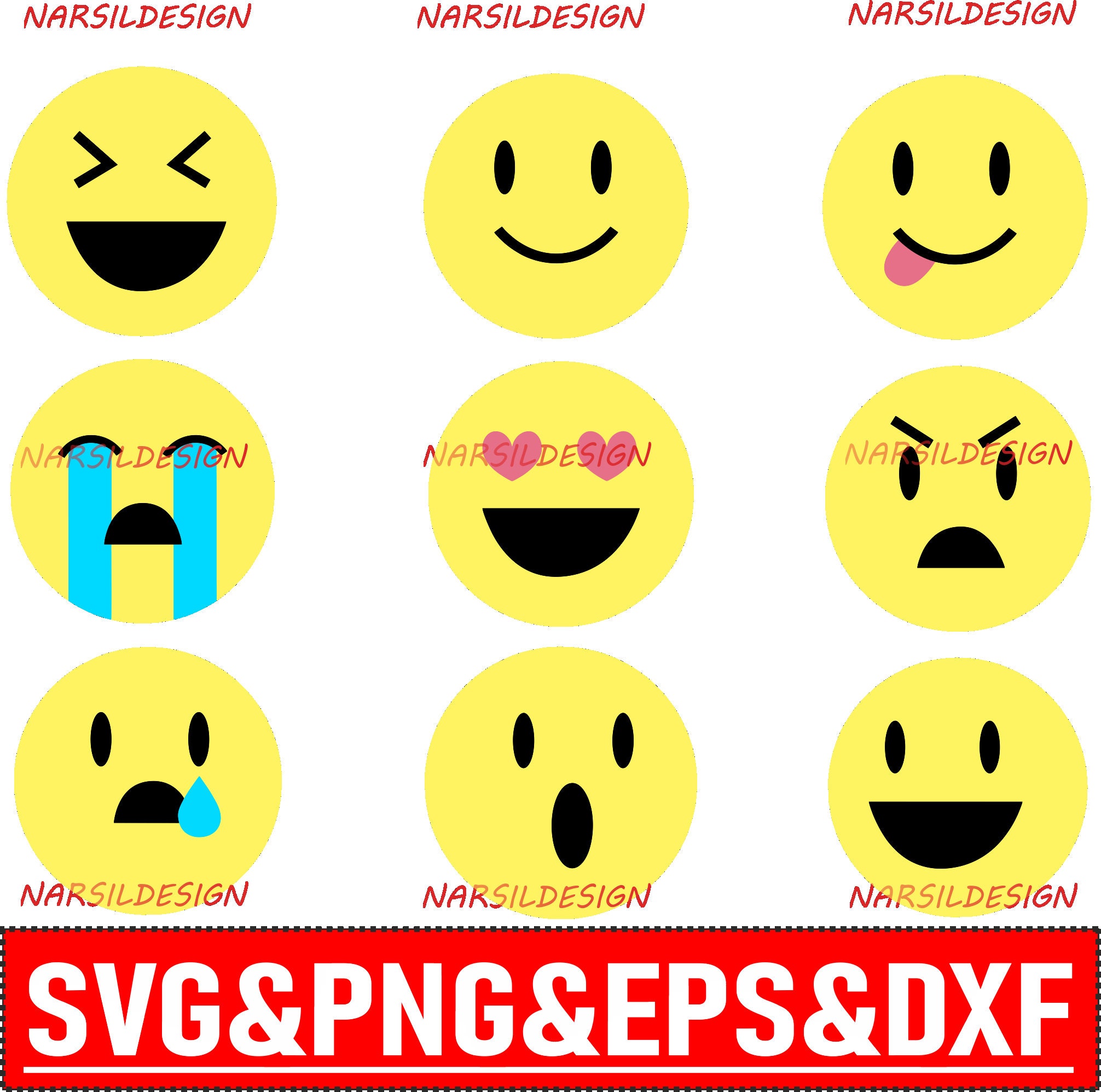 Emoji SVG PNG EPS Dxf Bundle // Icons, Social Media, Print and Stickers ...