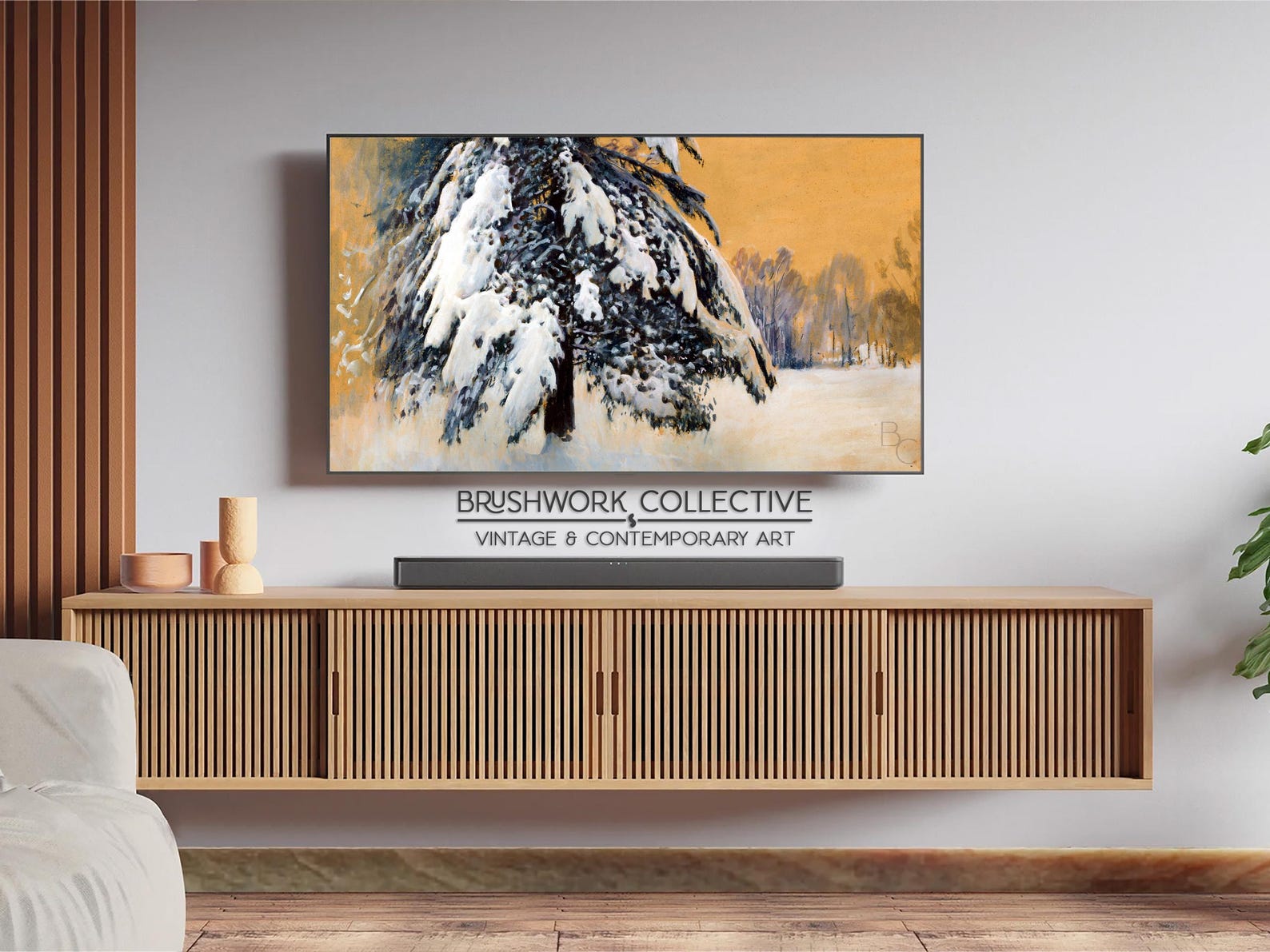Samsung Frame TV Art | Rustic Winter Forest Painting | Vintage Country ...