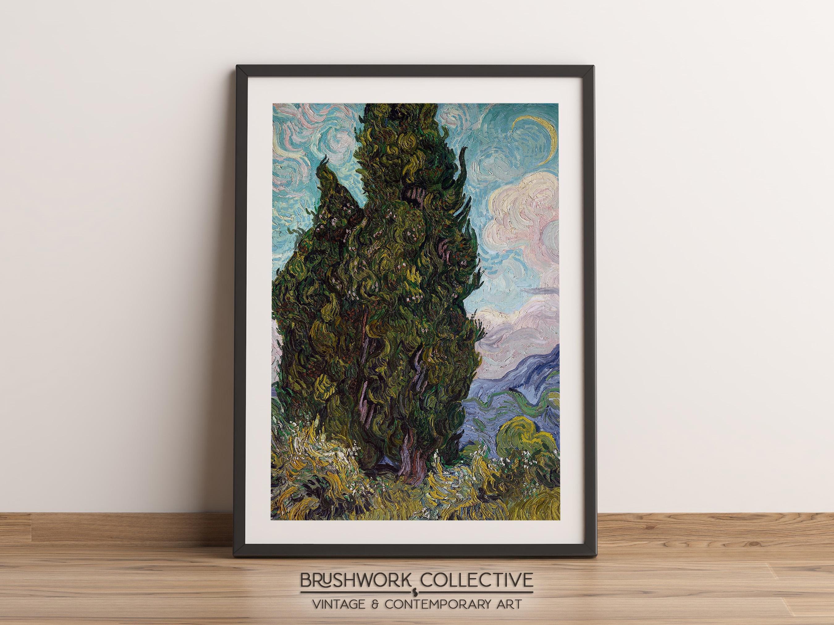 Cypress Tree Painting Print | Printable Scenic Green Portrait Wall Art ...