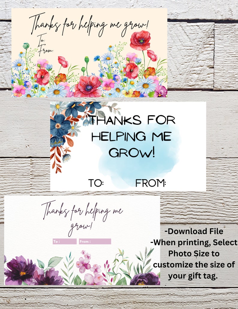 Teacher Appreciation Gift Tags, Teacher Appreciation Thank You, Flower ...