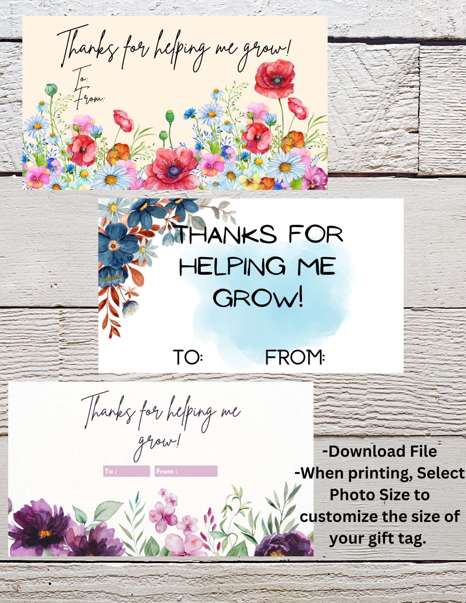 Teacher Appreciation Gift Tags, Teacher Appreciation Thank You, Flower ...