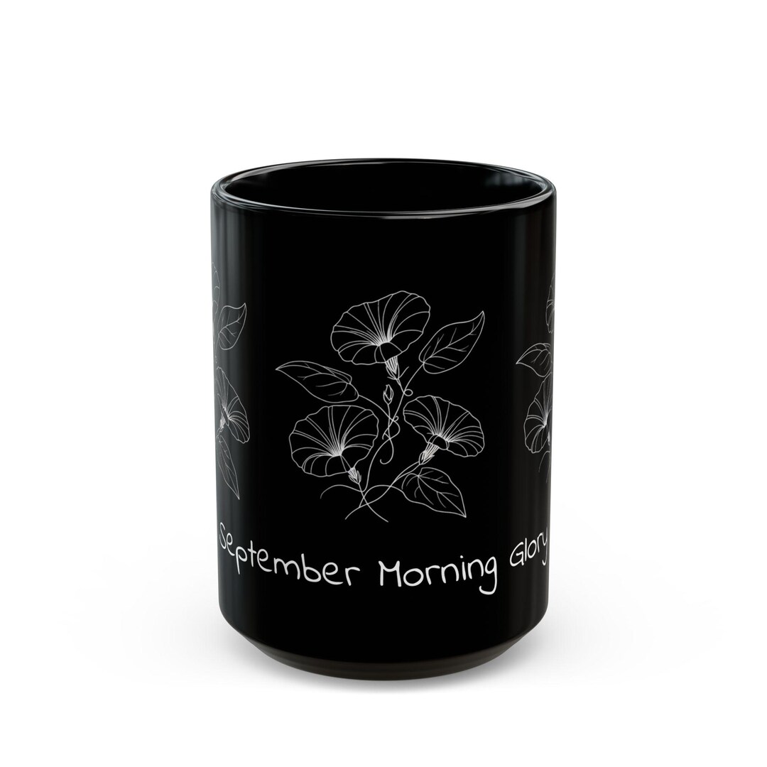 September Morning Glory Floral Mug Black Ceramic Coffee Cup for ...