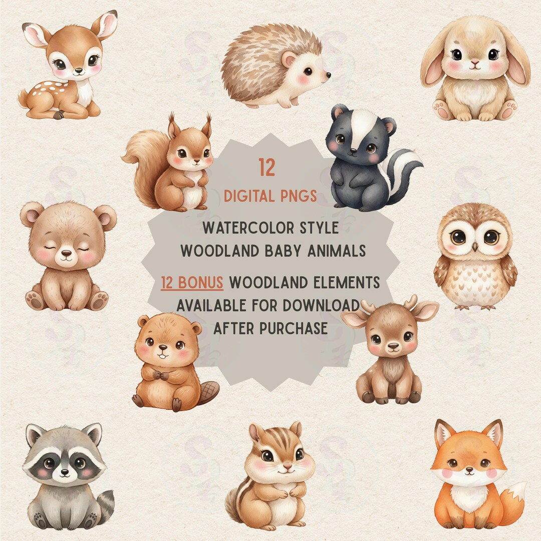 Woodland Animal Watercolor Clipart Bundle Forest Animals PNG Cozy ...