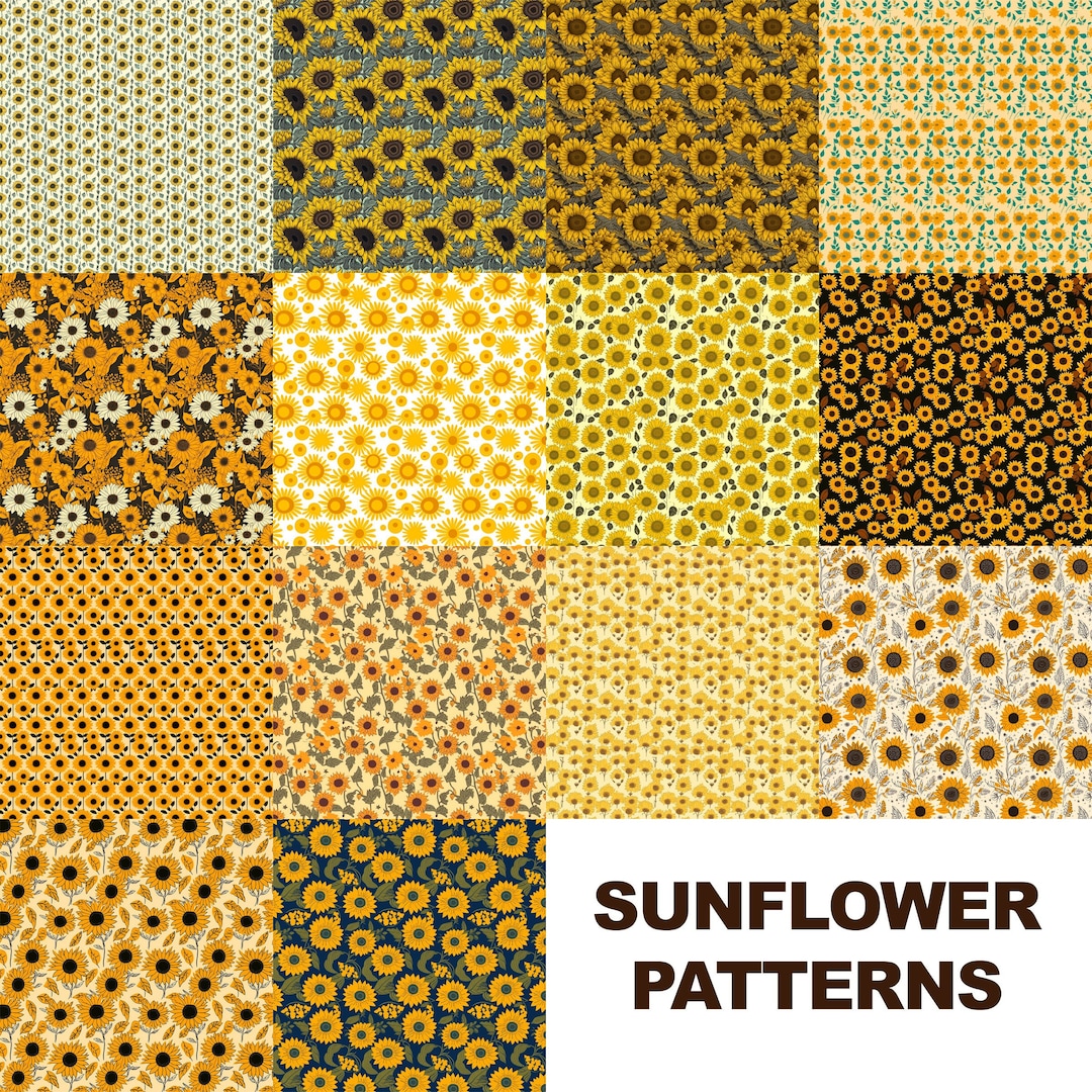 Sunflower Patterns, Seamless Edge to Edge. Perfect for Summer Time. 14 ...