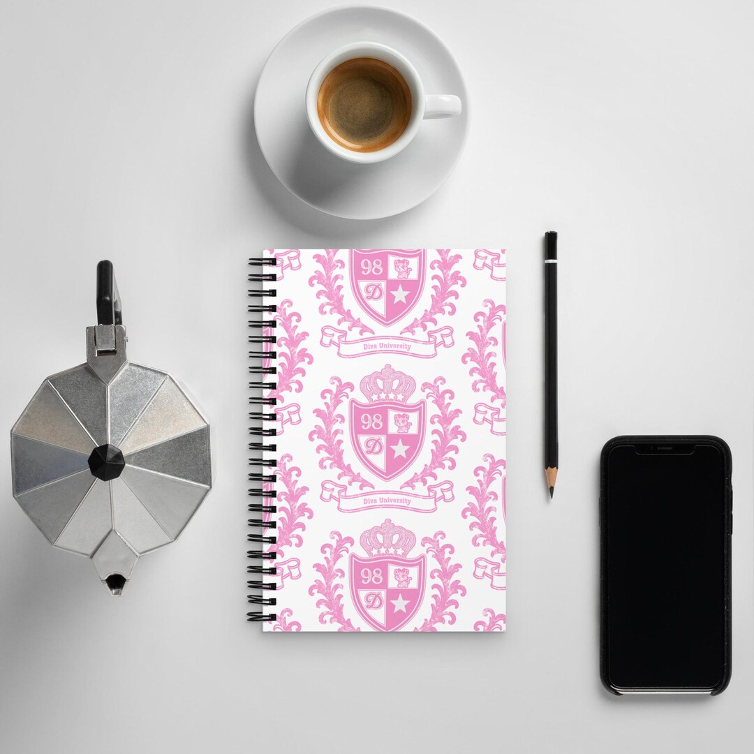 Y2K Spiral Notebook – Diva University Pink Crest Journal, 2000s ...