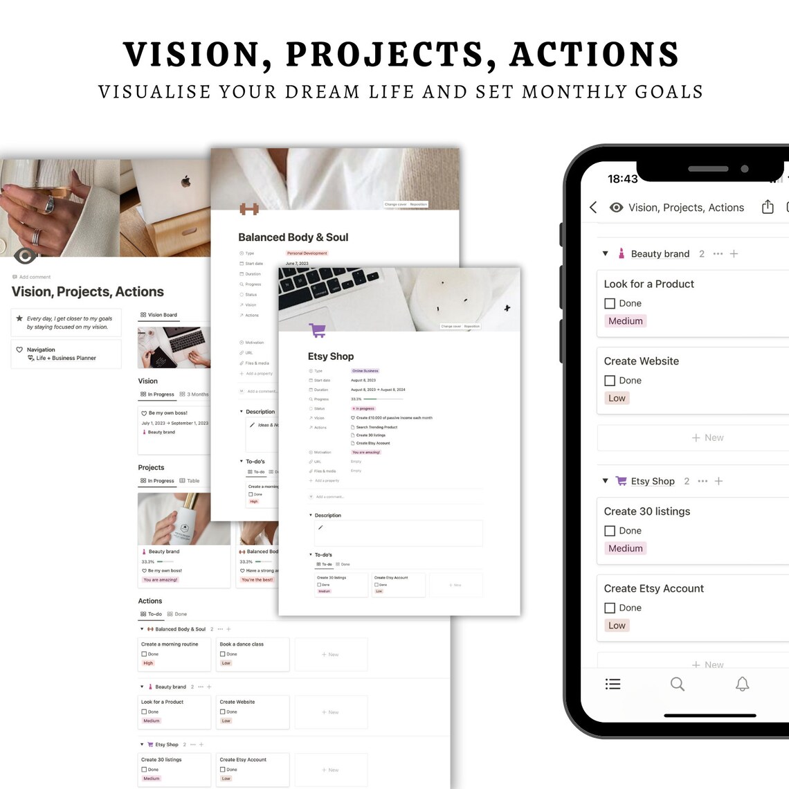 2024 All in One Notion Template, Entrepreneur Dashboard, Ultimate Life Planner, Aesthetic Design ...