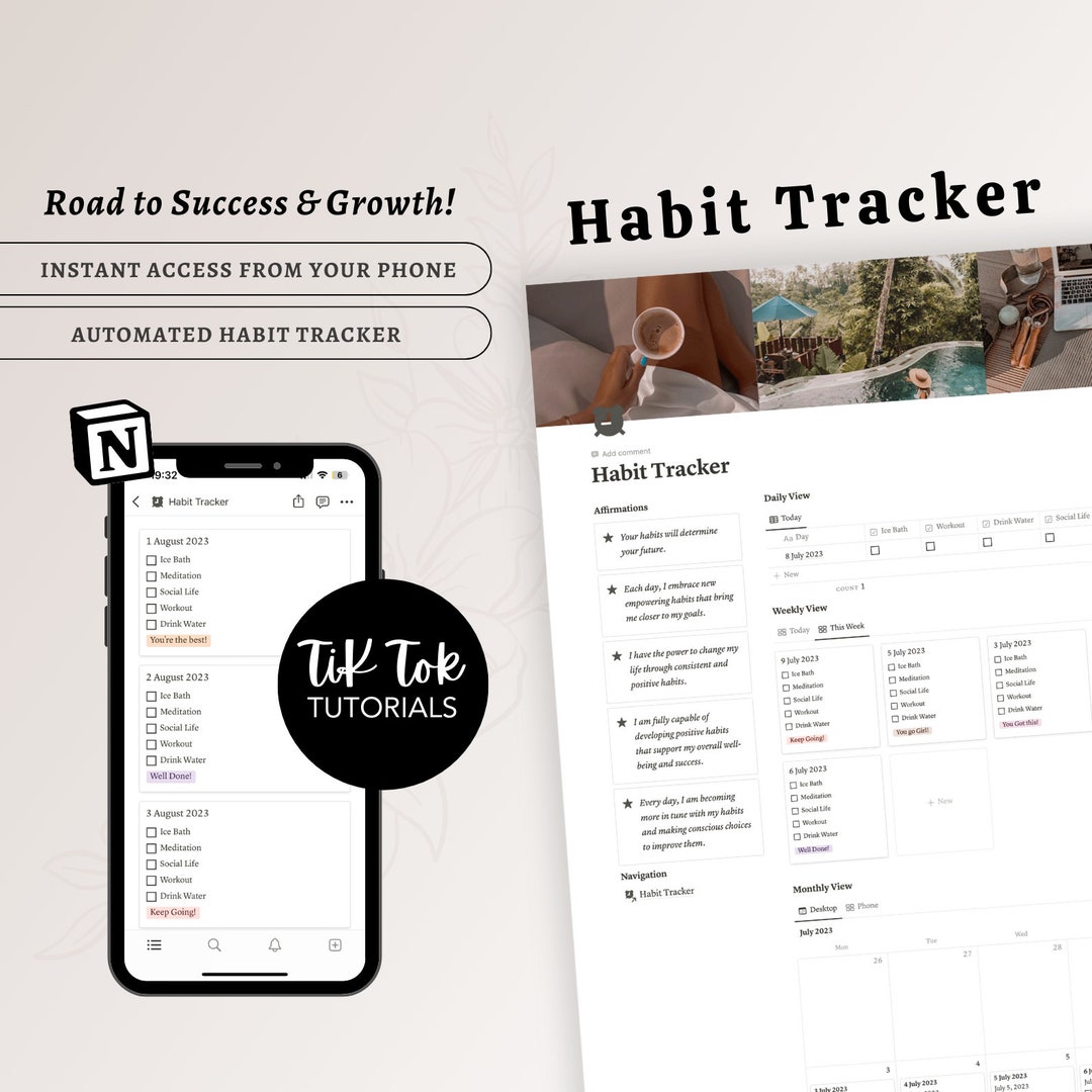 Habit Tracker Essentials, Notion Template, Automated Notion Tracker ...