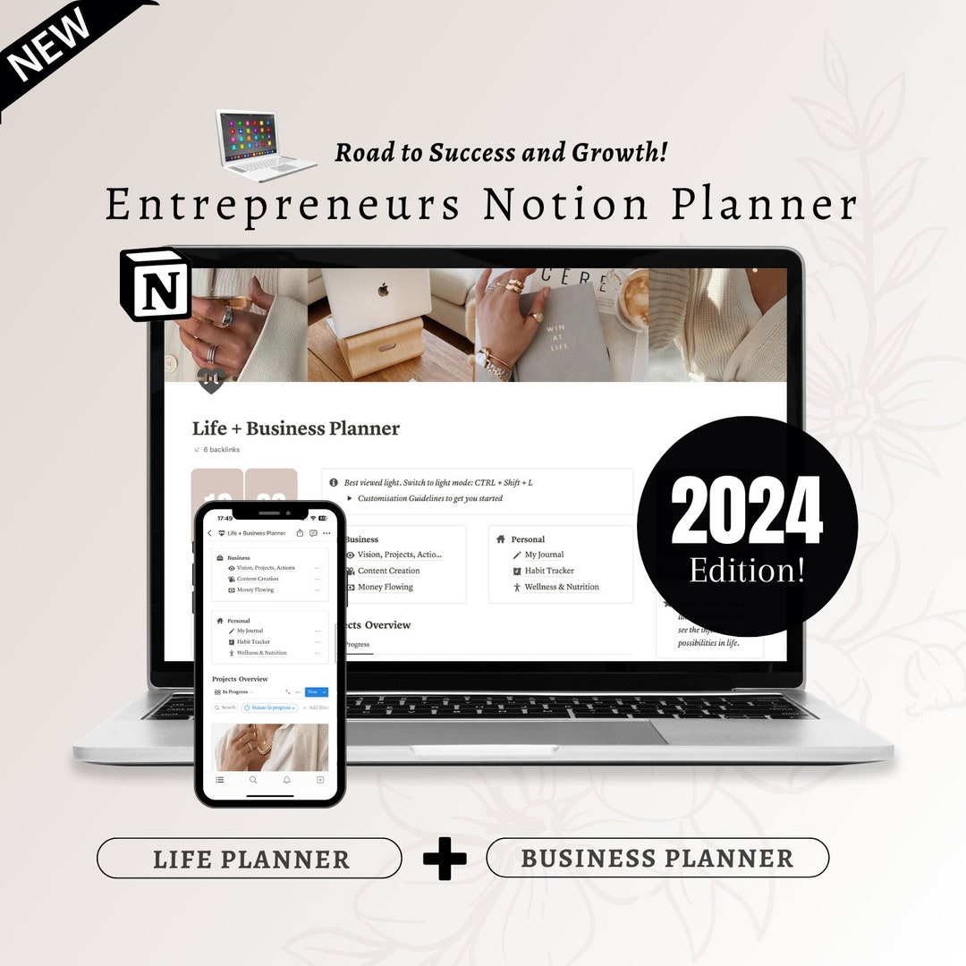 2024 All in One Notion Template, Entrepreneur Dashboard, Ultimate Life Planner, Aesthetic Design ...