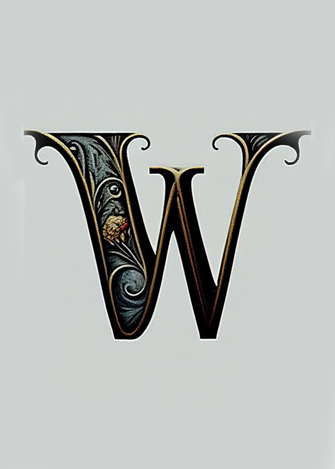 Illuminated Manuscript | Letter W Initial With Classic Flourish | GREAT ...