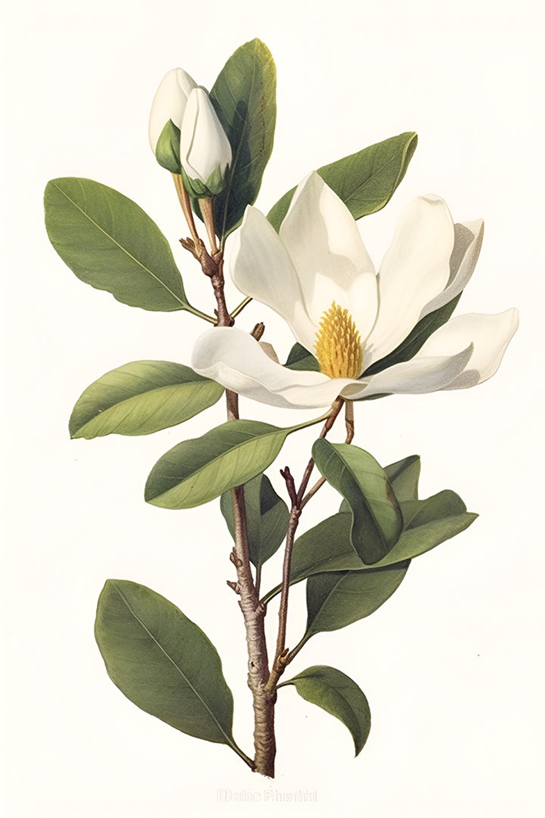 Detailed Botanical Watercolor in Style of Pierre-joseph Redouté ...