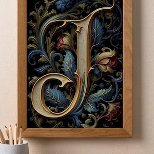 Illuminated Manuscript | Letter J Initial With Classic Flourish | GREAT ...
