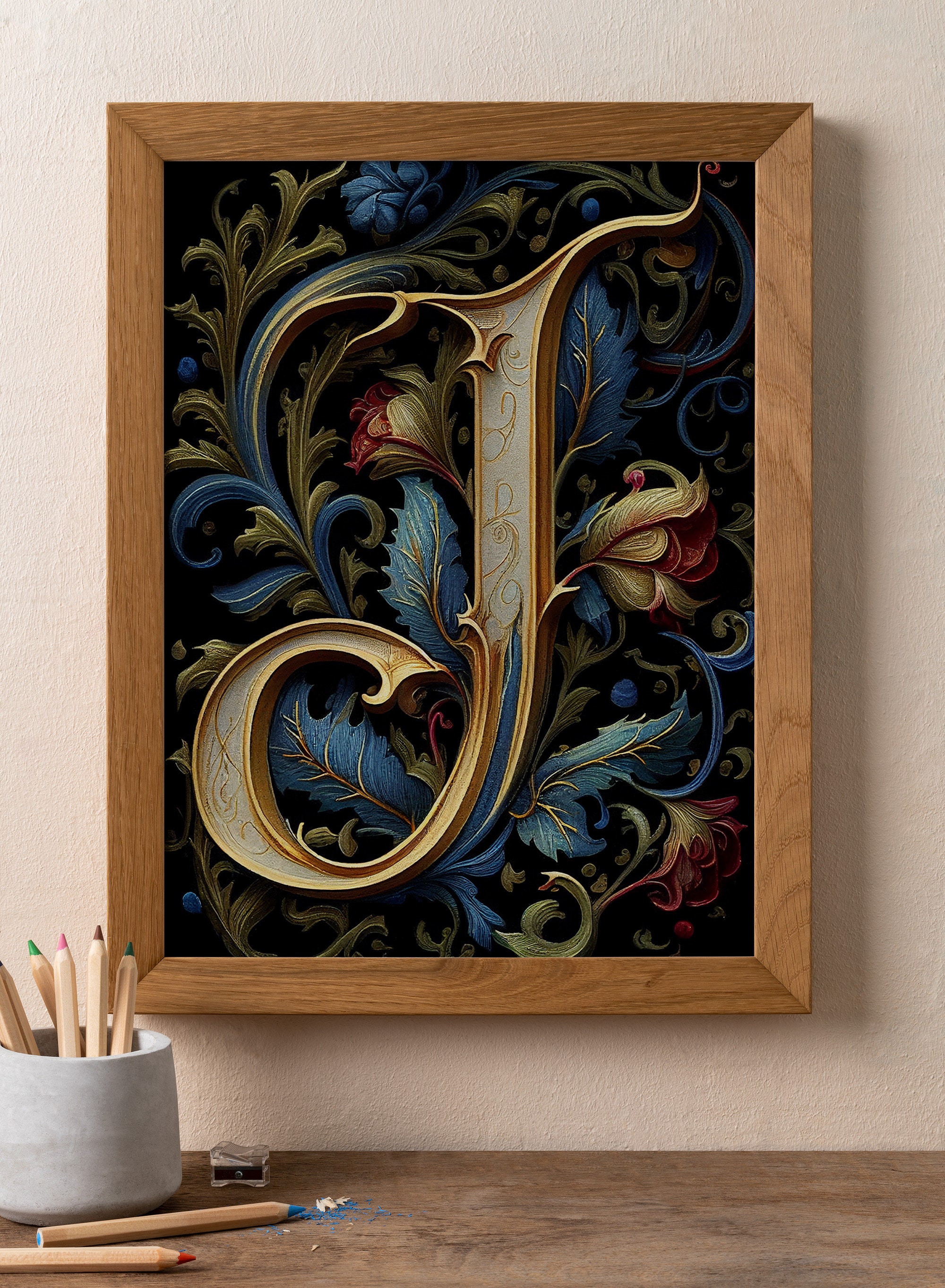 Illuminated Manuscript | Letter J Initial With Classic Flourish | GREAT ...