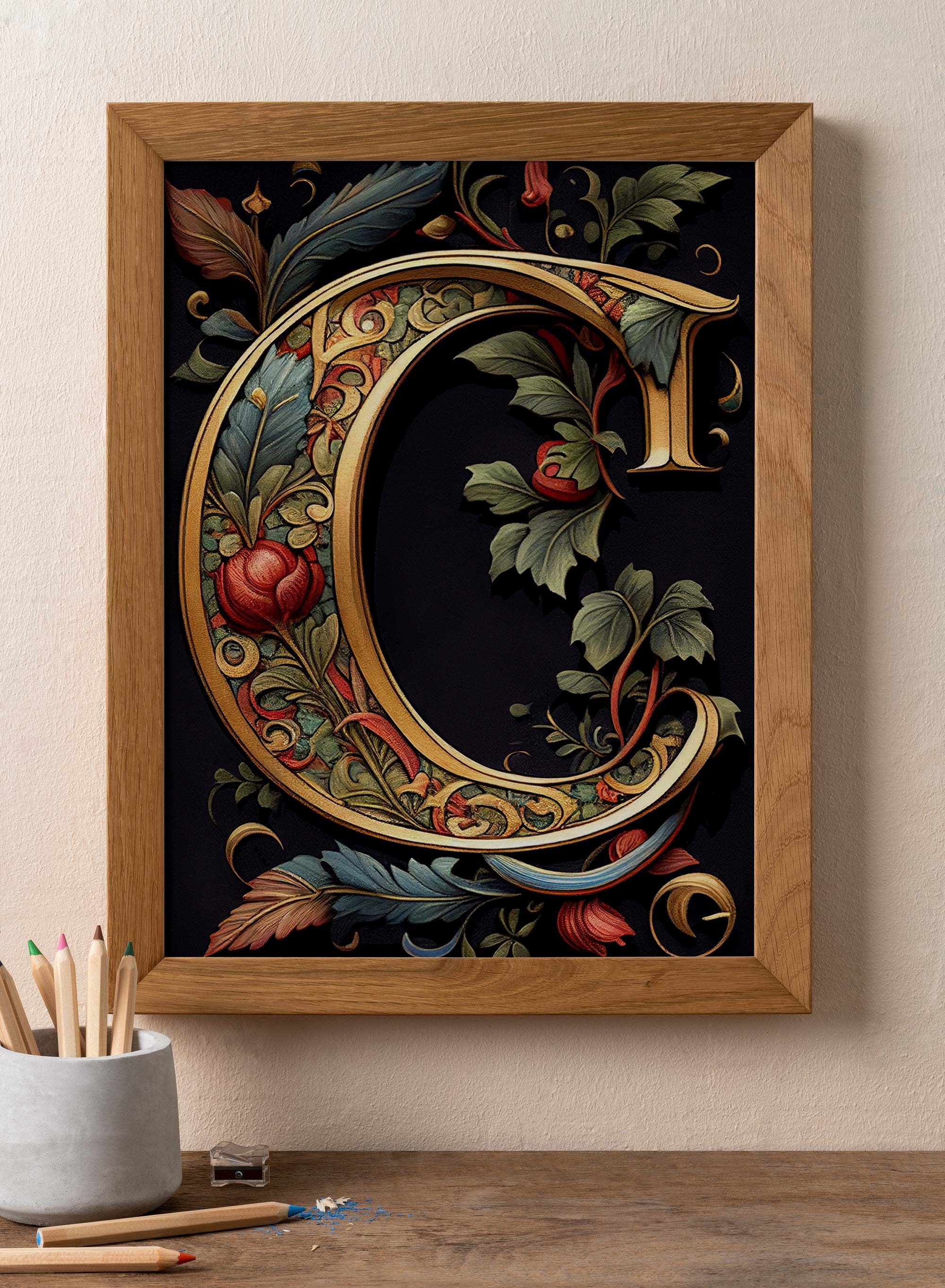 Illuminated Manuscript | Letter C Initial With Classic Flourish | GREAT ...