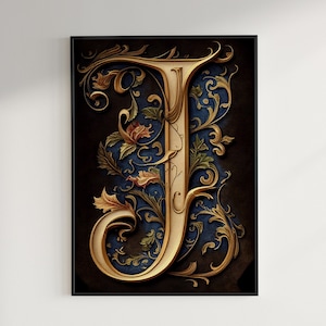 Illuminated Manuscript | Letter J Initial With Classic Flourish | GREAT ...