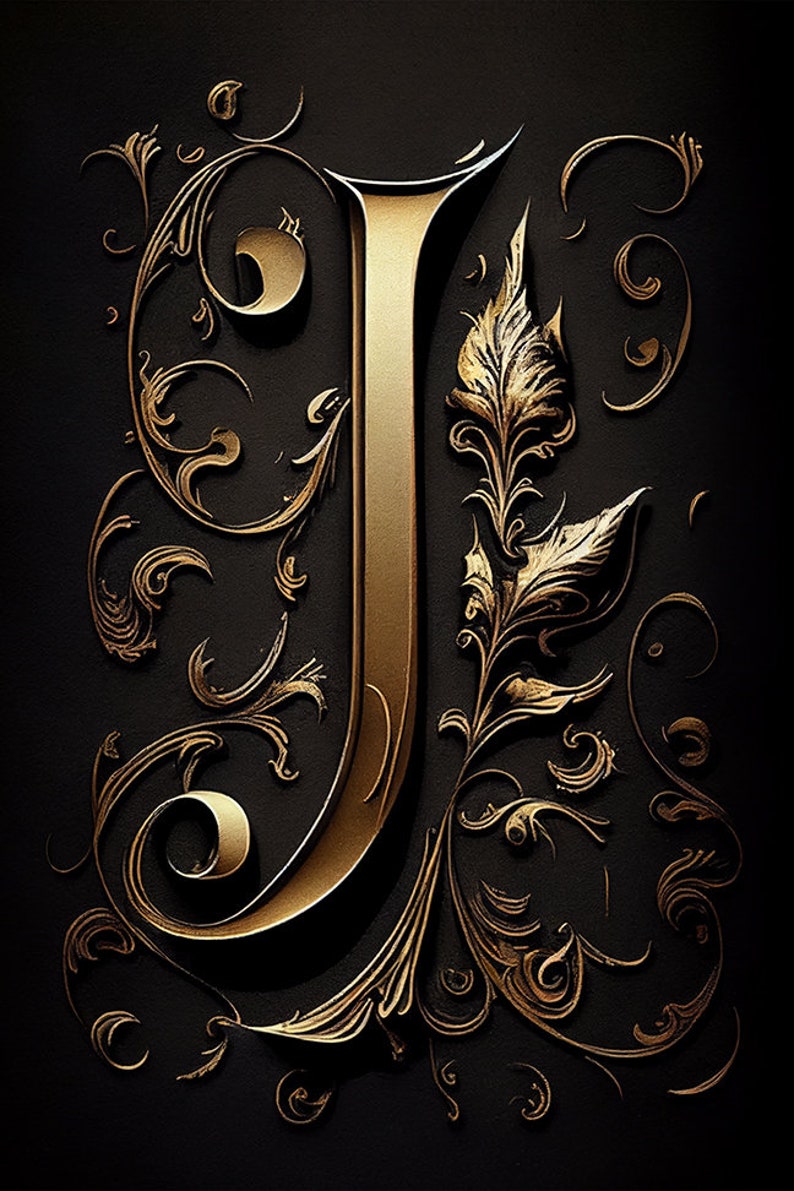 Custom Calligraphy Letter J Initial With Classic Flourish - Etsy