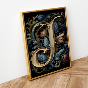 Illuminated Manuscript | Letter J Initial With Classic Flourish | GREAT ...