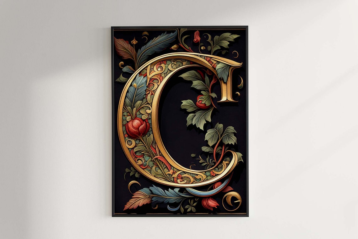 Illuminated Manuscript | Letter C Initial With Classic Flourish | GREAT ...