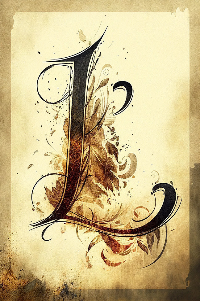 Custom Calligraphy Letter L Initial With Classic Flourish GREAT Birthday Gift / Decor Digital ...