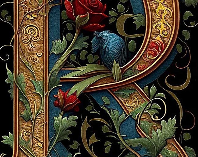 Illuminated Manuscript | Letter J Initial With Classic Flourish | GREAT ...