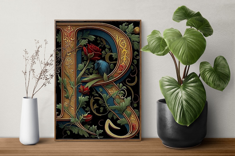 Illuminated Manuscript | Letter R Initial With Classic Flourish ...