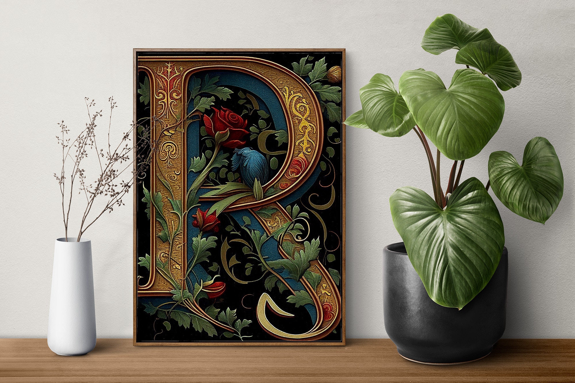 Illuminated Manuscript | Letter R Initial With Classic Flourish ...