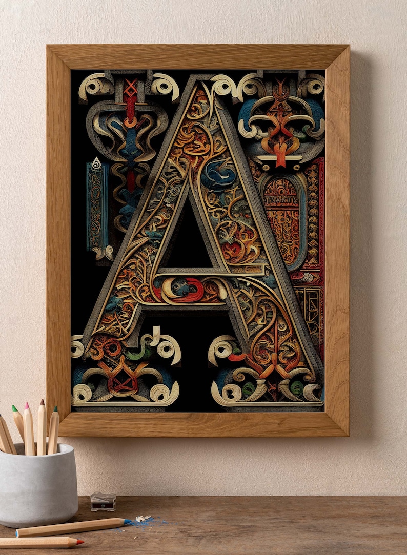 Illuminated Manuscript Letter A With Classic Flourish Book - Etsy