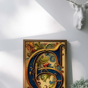 Illuminated Manuscript | Letter G Initial With Classic Flourish | GREAT ...