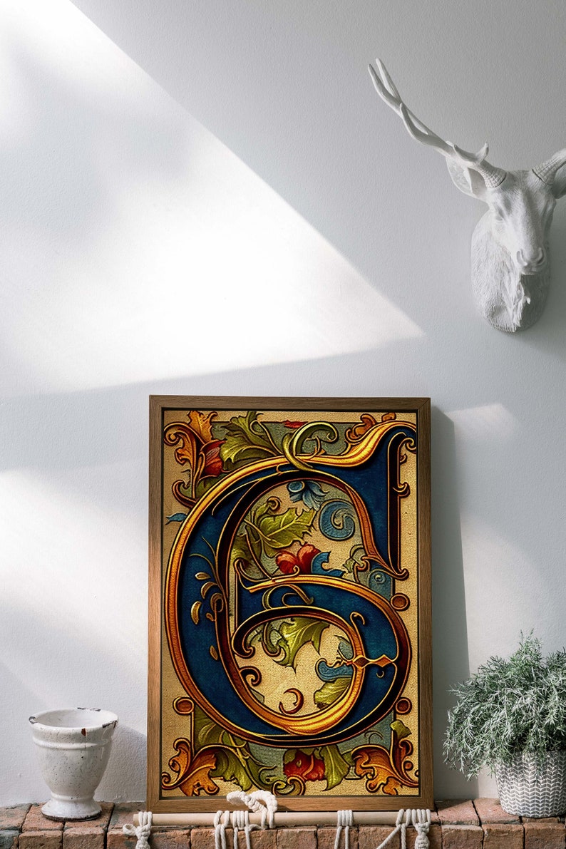 Illuminated Manuscript | Letter G Initial With Classic Flourish | GREAT ...