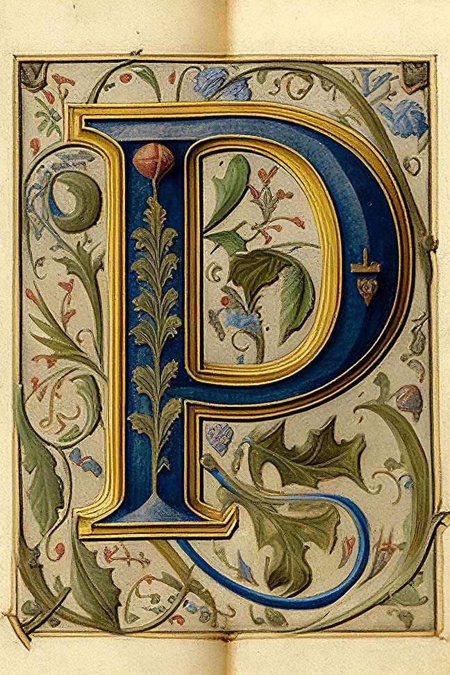 Illuminated Manuscript | Letter P Initial With Classic Flourish ...