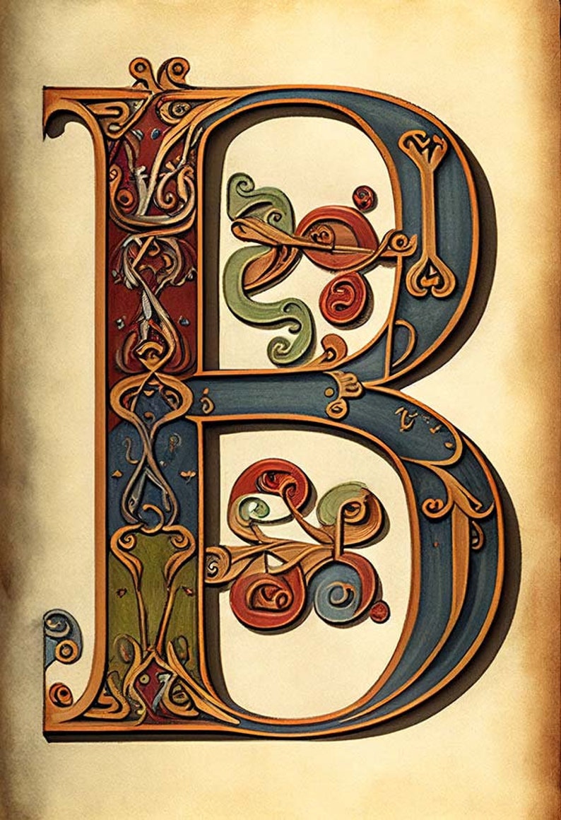 Illuminated Manuscript Letter B With Flourish Book of Kells GREAT ...