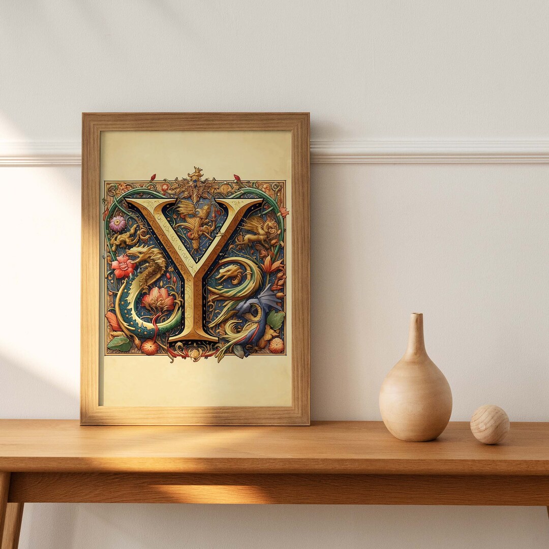 Illuminated Manuscript | Letter Y Initial With Classic Flourish | GREAT ...