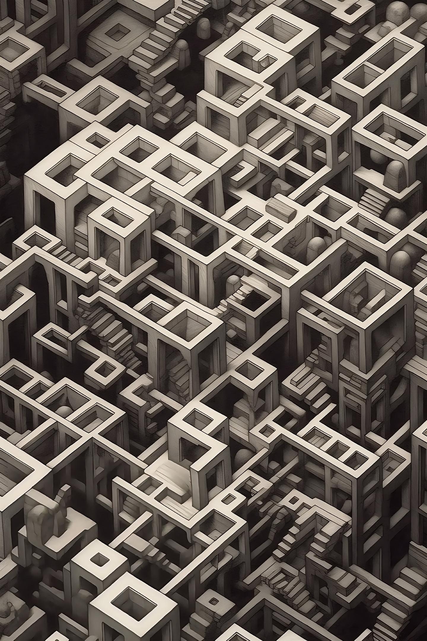 Geometric Design in Style of M.C. Escher Pencil on Paper - Etsy