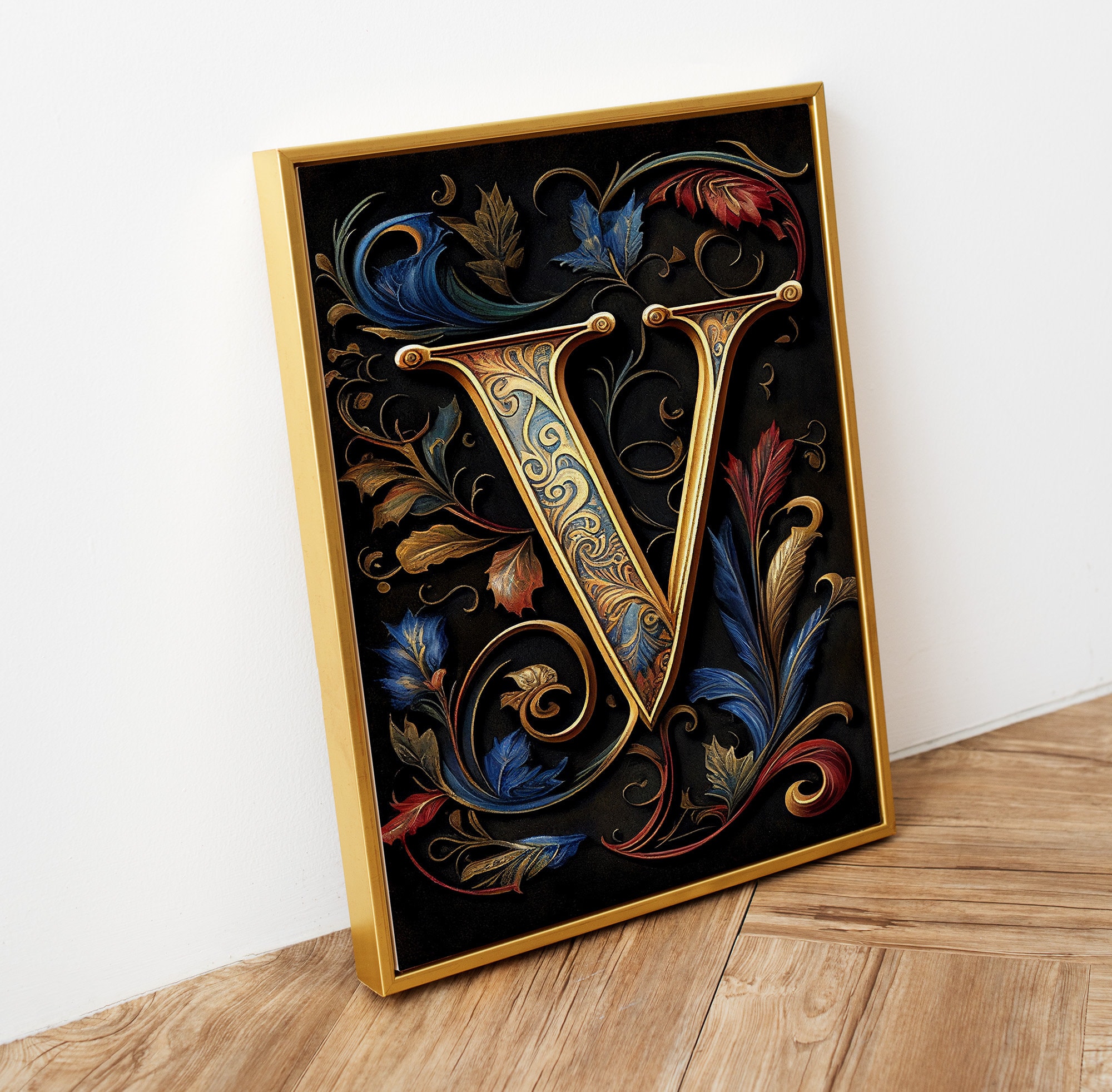 Illuminated Manuscript | Letter V Initial With Classic Flourish | GREAT ...