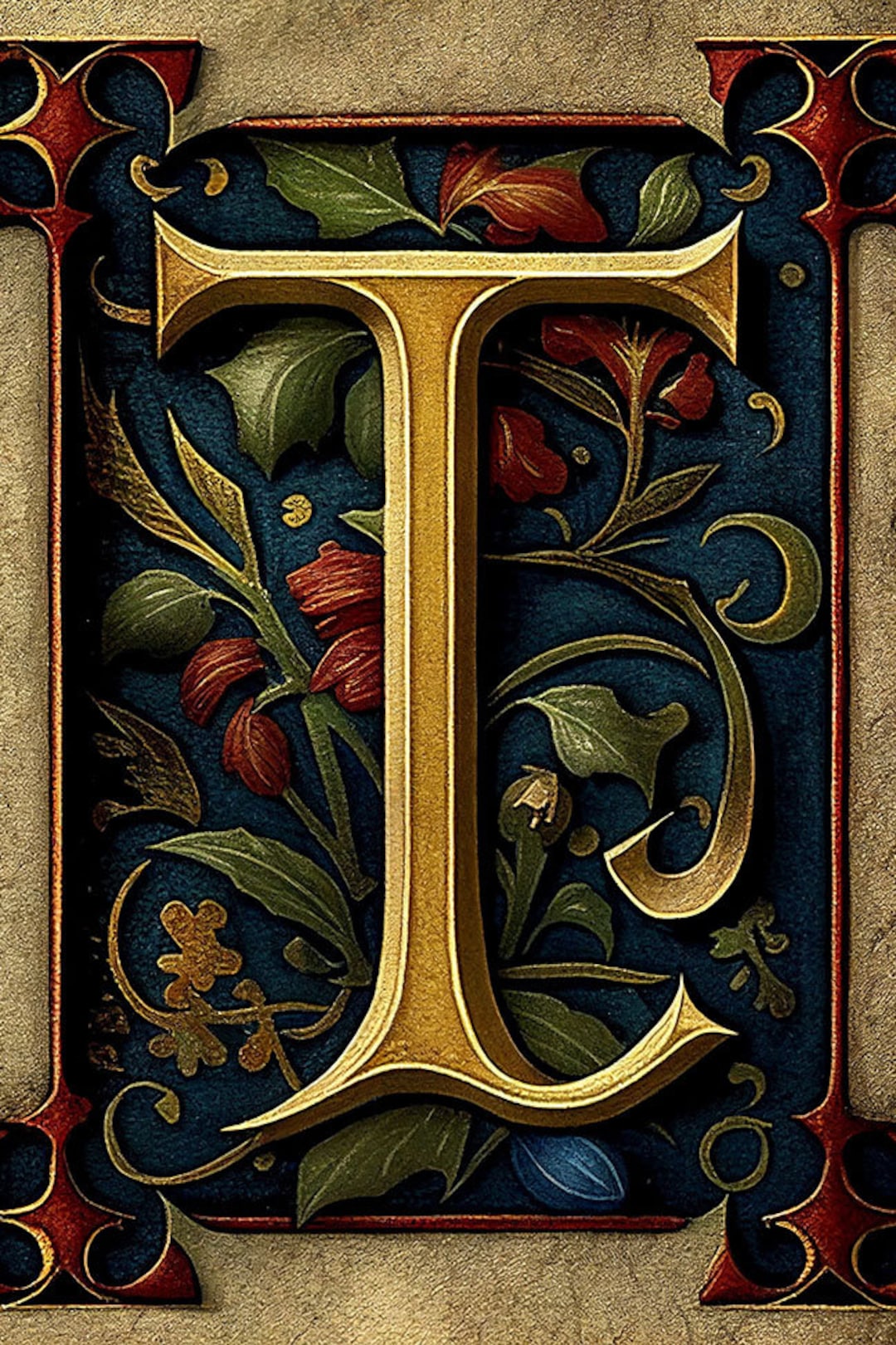 Illuminated Manuscript | Letter T Initial With Classic Flourish ...
