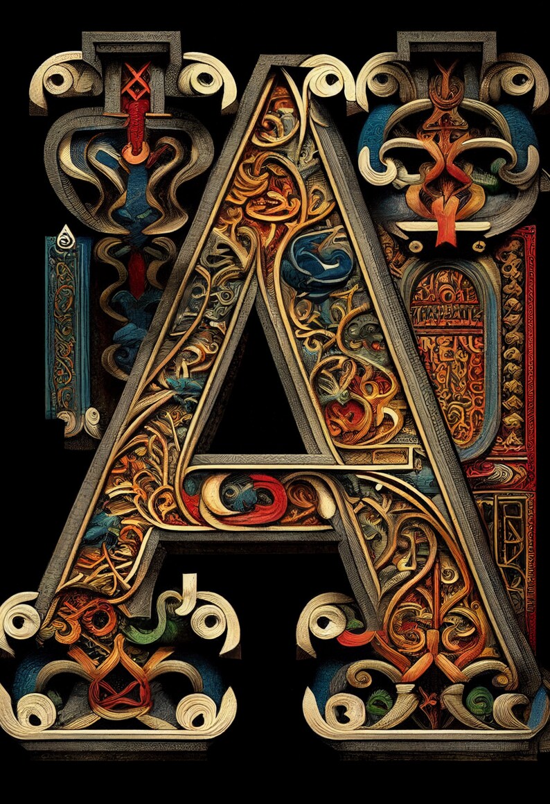 Illuminated Manuscript Letter A With Classic Flourish Book - Etsy