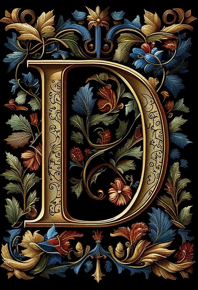 Illuminated Manuscript Letter D With Flourish Book of Kells GREAT ...