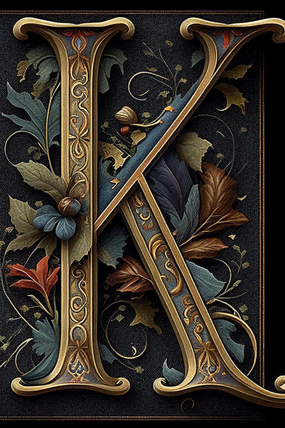 Illuminated Manuscript | Letter K Initial With Classic Flourish | GREAT ...