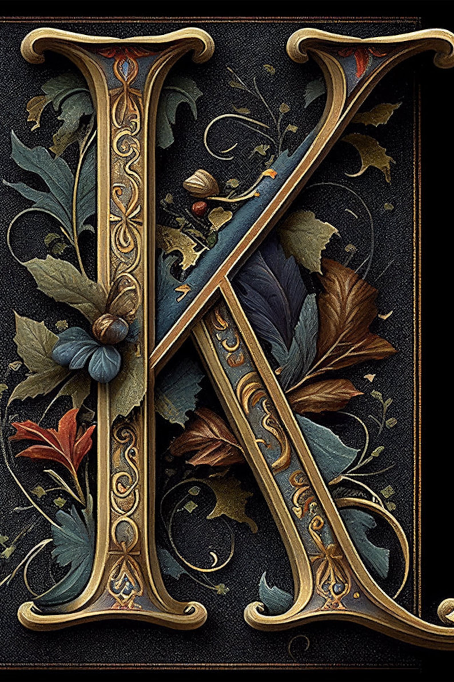 Illuminated Manuscript | Letter K Initial With Classic Flourish | GREAT ...