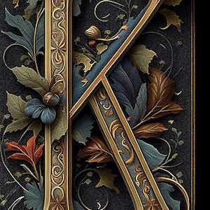 Illuminated Manuscript | Letter K Initial With Classic Flourish | GREAT ...