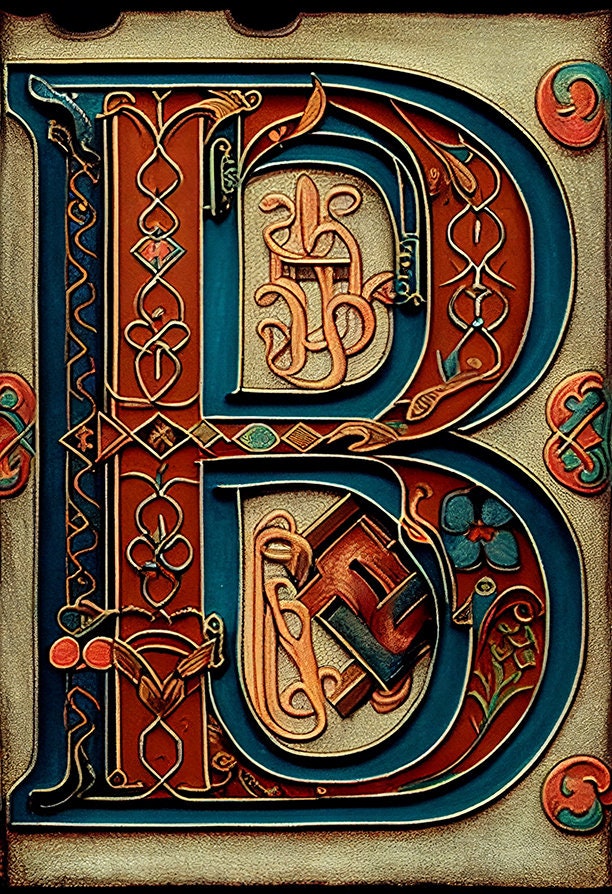 Illuminated Manuscript | Letter B With Flourish | Book of Kells | GREAT ...