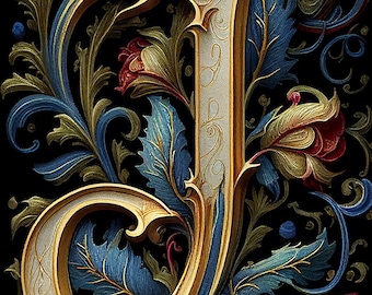 Illuminated Manuscript | Letter C Initial With Classic Flourish | GREAT ...
