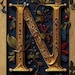 Illuminated Manuscript Letter R Initial With Classic Flourish Floral ...
